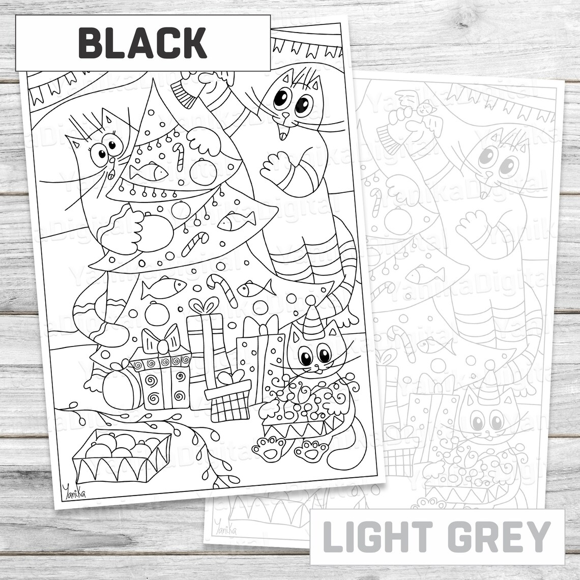 Coloring Page the Tradition to Decorate the Tree, Christmas Tree ...
