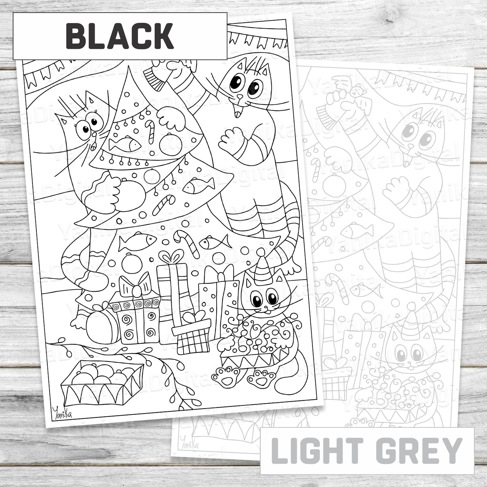 Coloring Page the Tradition to Decorate the Tree, Christmas Tree ...