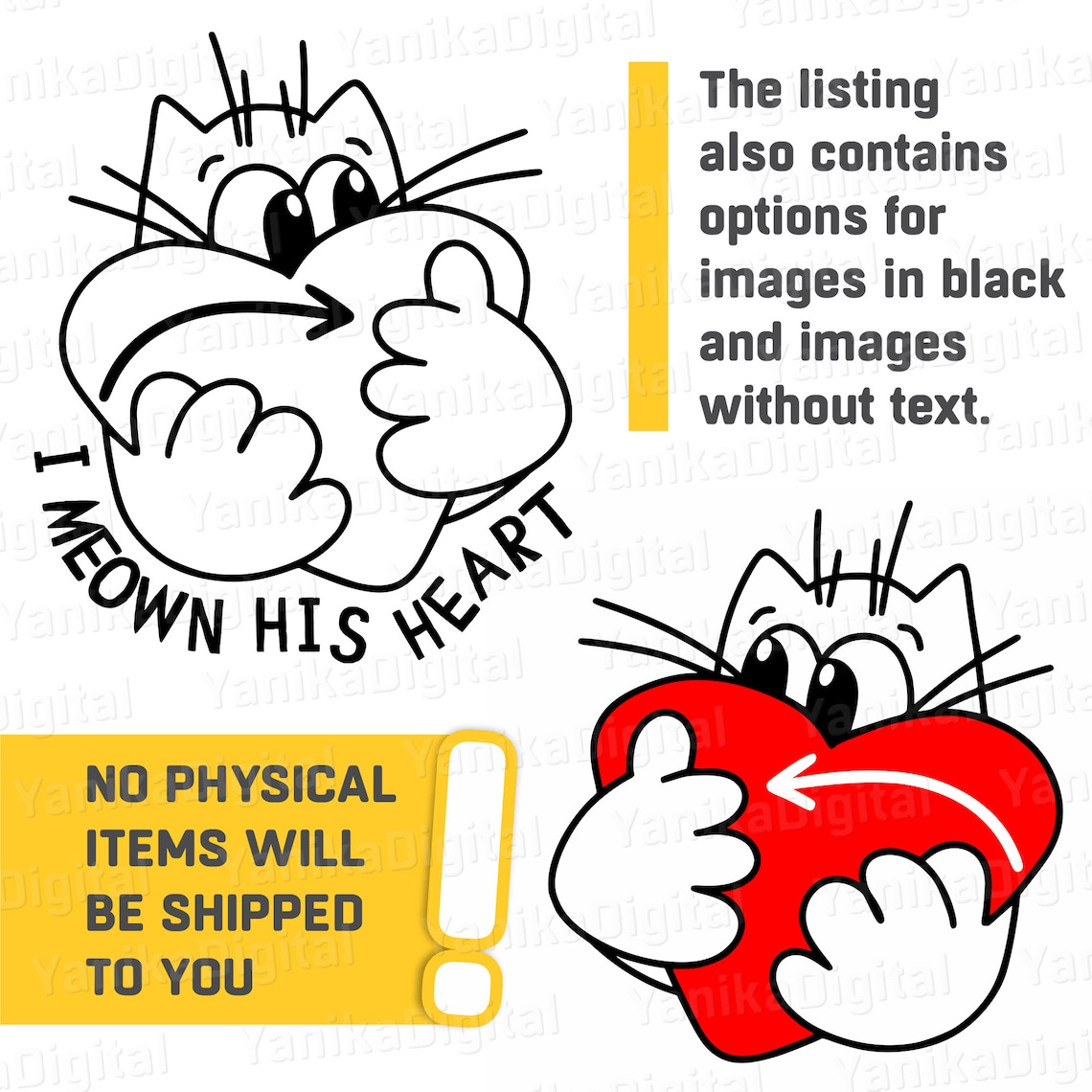 Cat With Heart SVG, Cute Cat Svg Png Jpg Clipart, Cat Outline Svg, Cat ...