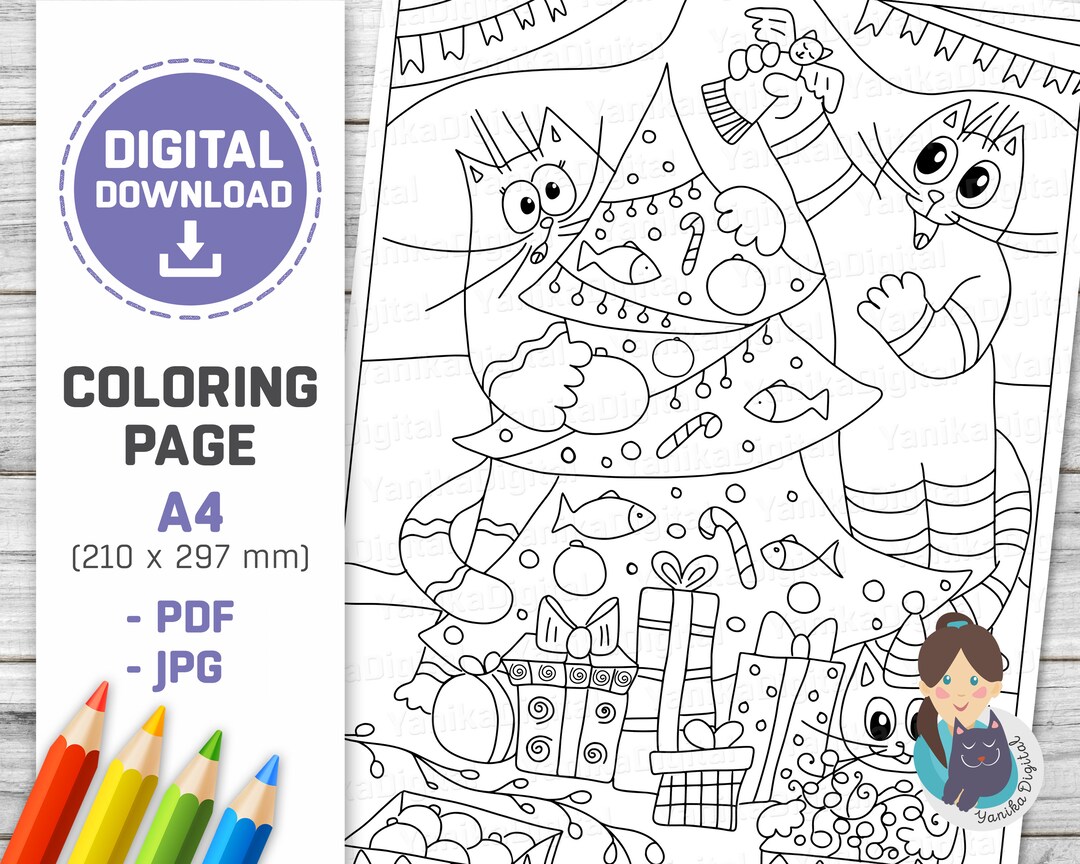 Coloring Page the Tradition to Decorate the Tree Christmas - Etsy