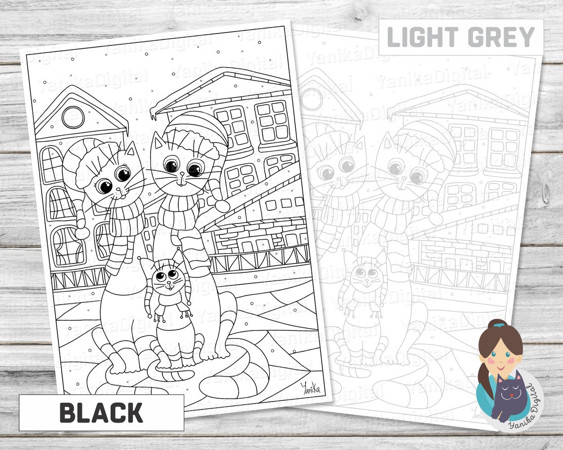 Coloring Page Christmas Eve Christmas Eve Family Walk - Etsy