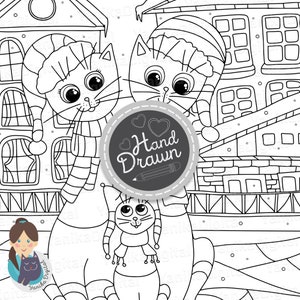 Coloring Page Christmas Eve, Christmas Eve Family Walk, Instant ...