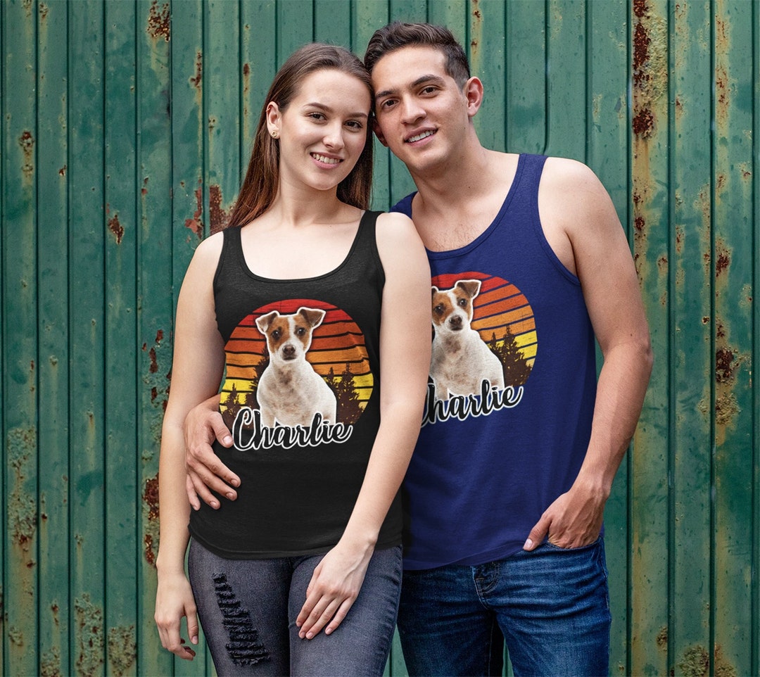 Custom Pet Tank Top, Dog Portrait Shirt, Pet Photo Gift, Pet Portrait ...