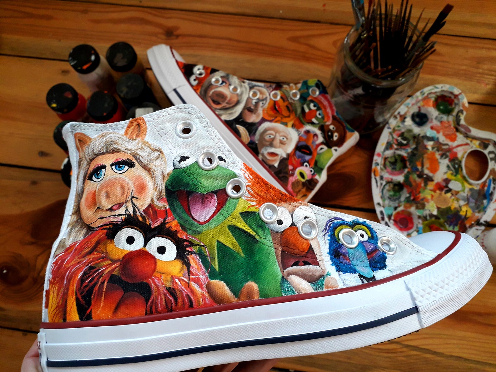 The Muppets Converse Custom Shoes Hand Painted Shoes Kermit - Etsy