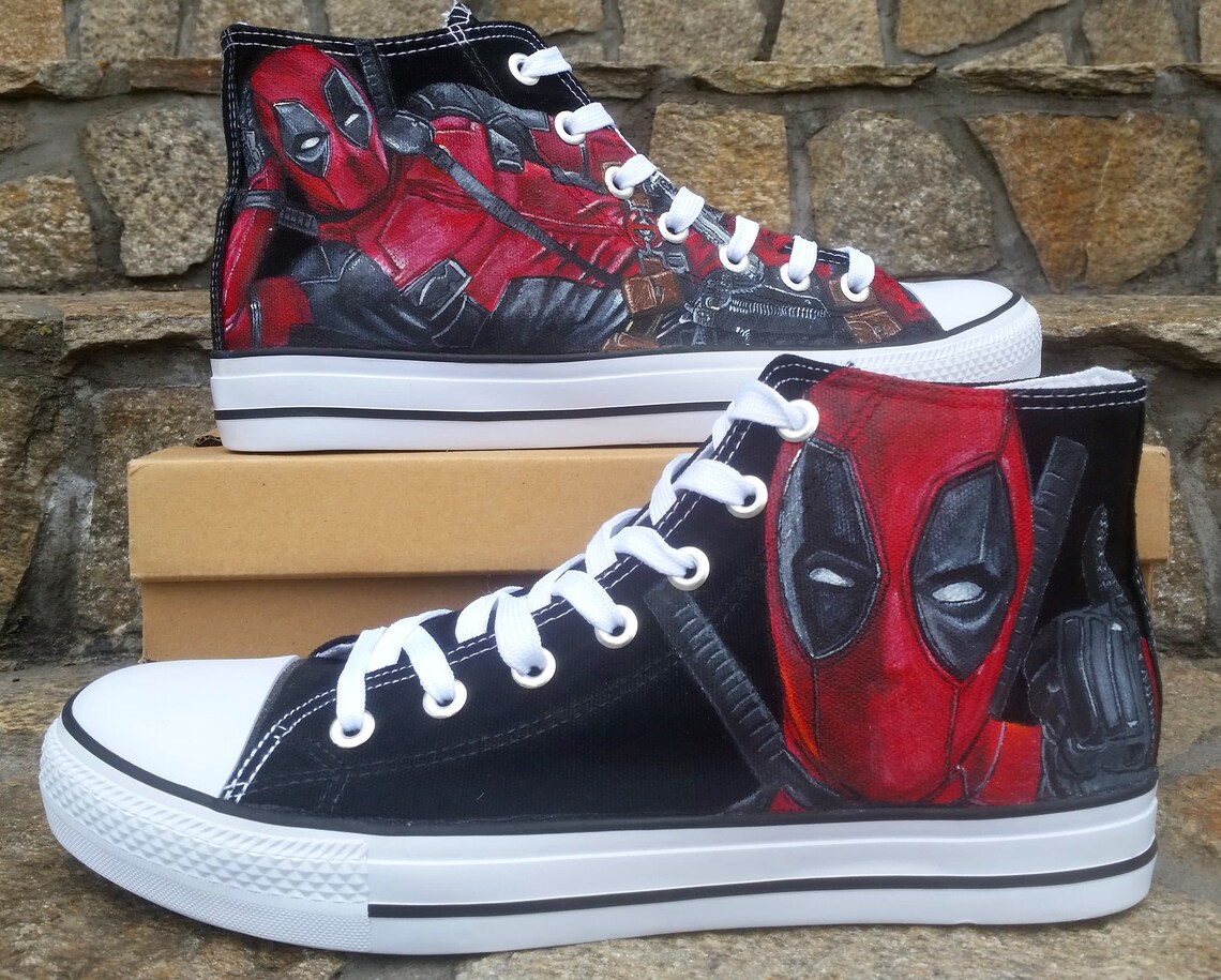 Deadpool Movie Converse Custom Shoes Hand painted shoes Ryan | Etsy