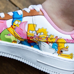 The Simpsons Nike Air Force 1 Mid Custom Shoes Hand Painted Shoes Homer ...