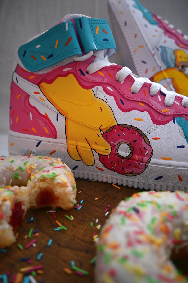 The Simpsons Nike Air Force 1 Mid Custom Shoes Hand Painted Shoes Bart ...