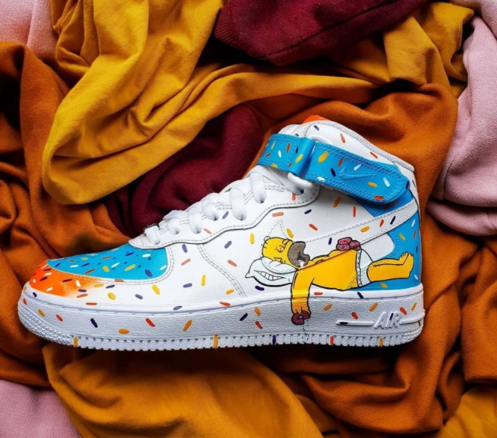 The Simpsons Nike Air Force 1 Mid Custom Shoes Hand Painted Shoes Bart ...