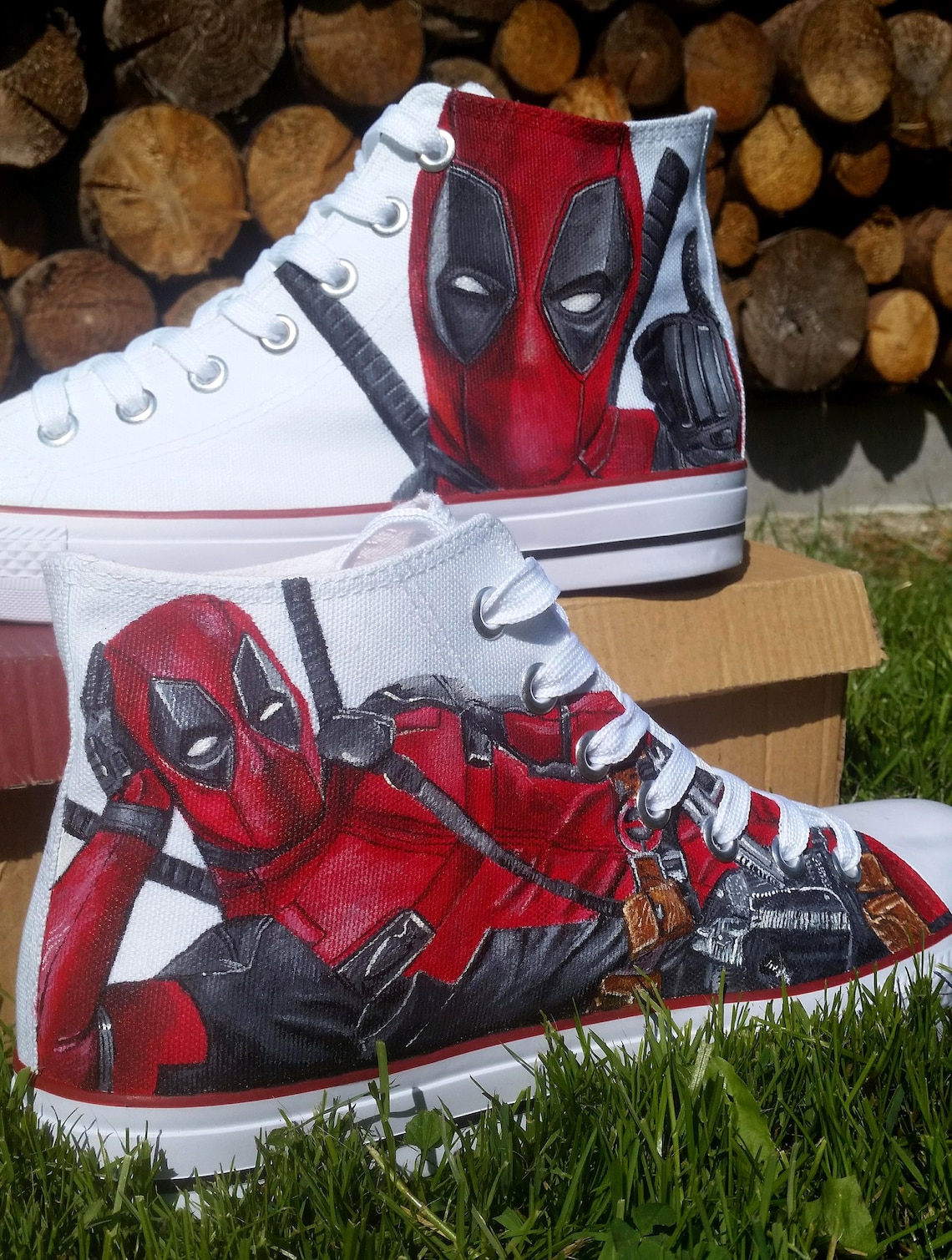 Deadpool Movie Converse Custom Shoes Hand painted shoes Ryan | Etsy