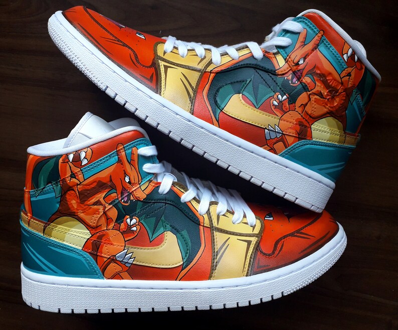 Pokemon Charizard Nike Air Jordan 1 von Hand bemalt custom | Etsy