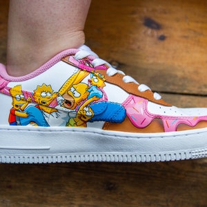 The Simpsons Nike Air Force 1 Mid Custom Shoes Hand Painted Shoes Homer ...