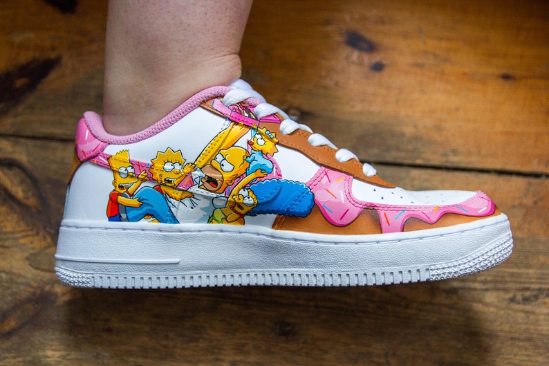 The Simpsons Nike Air Force 1 Mid Custom Shoes Hand Painted Shoes Homer ...
