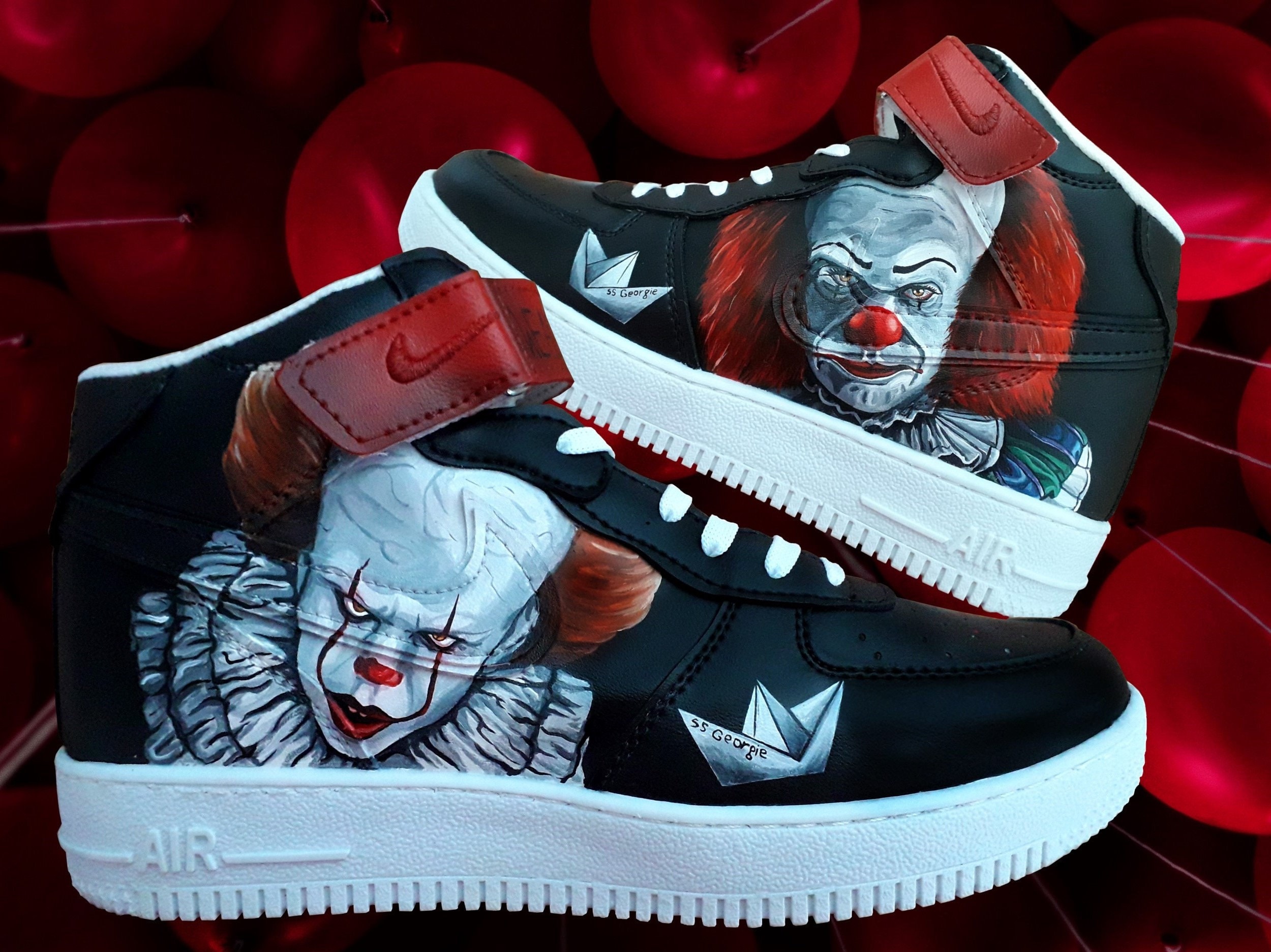 Pennywise IT Nike Air Force 1 Custom Sneakers Hand Painted Stephen King ...