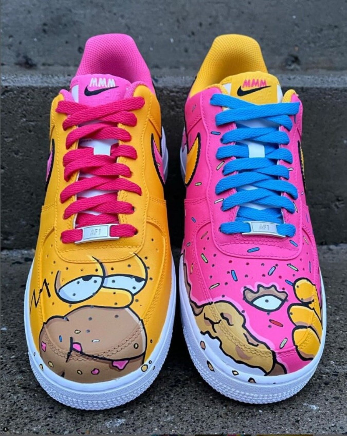 The Simpsons Nike Air Force 1 Donut Custom Shoes Hand Painted - Etsy