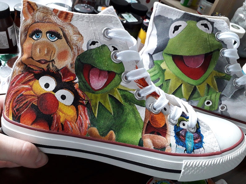 The Muppets Converse Custom Shoes Hand painted shoes Kermit | Etsy