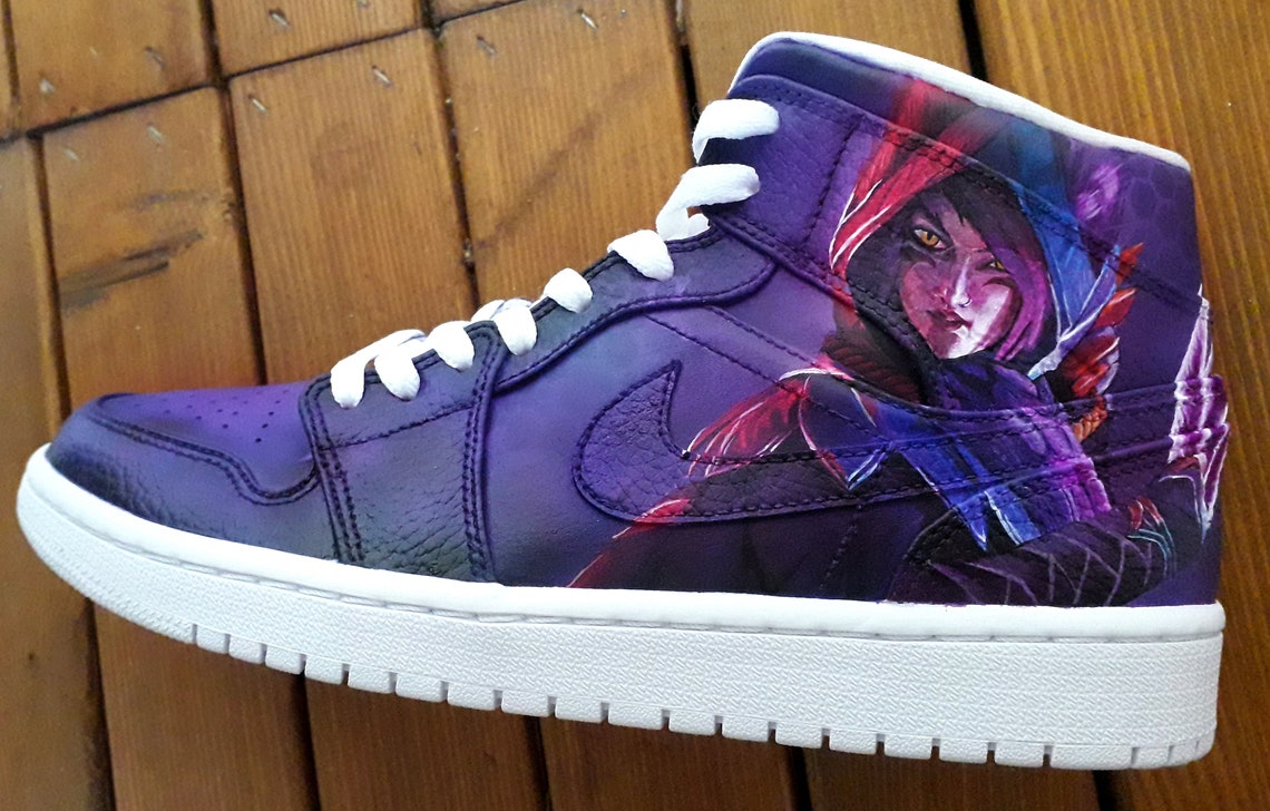 League of Legends Nike Air Jordan 1 Hand Painted Custom Xayah - Etsy