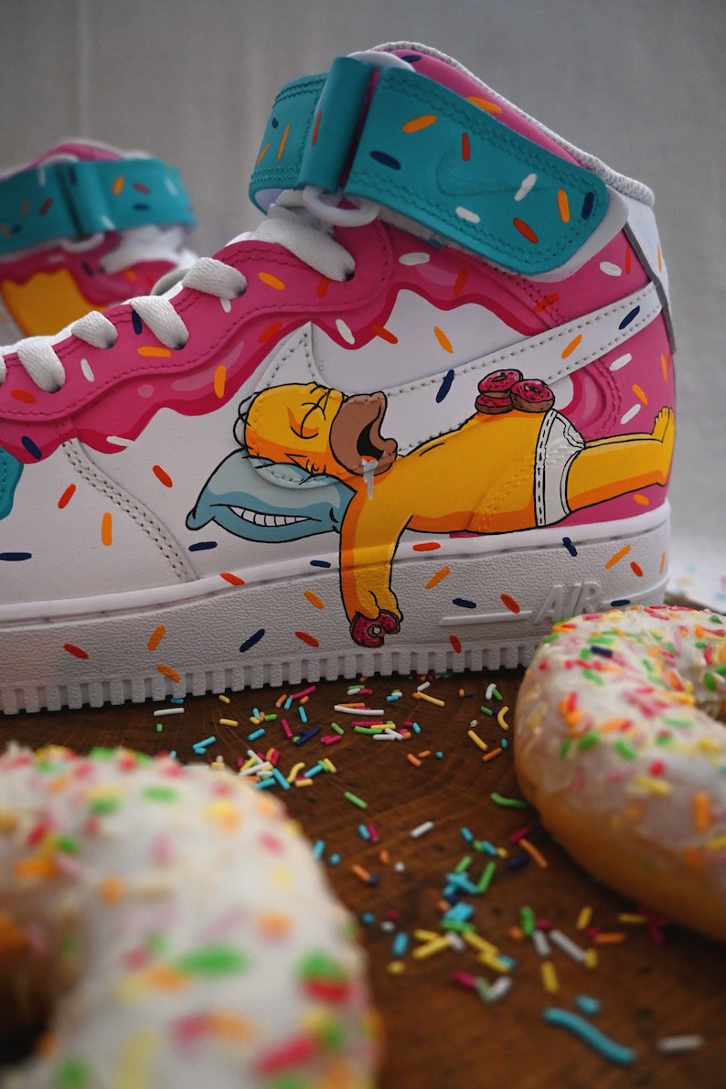 The Simpsons Nike Air Force 1 Mid Custom Shoes Hand Painted Shoes Bart ...