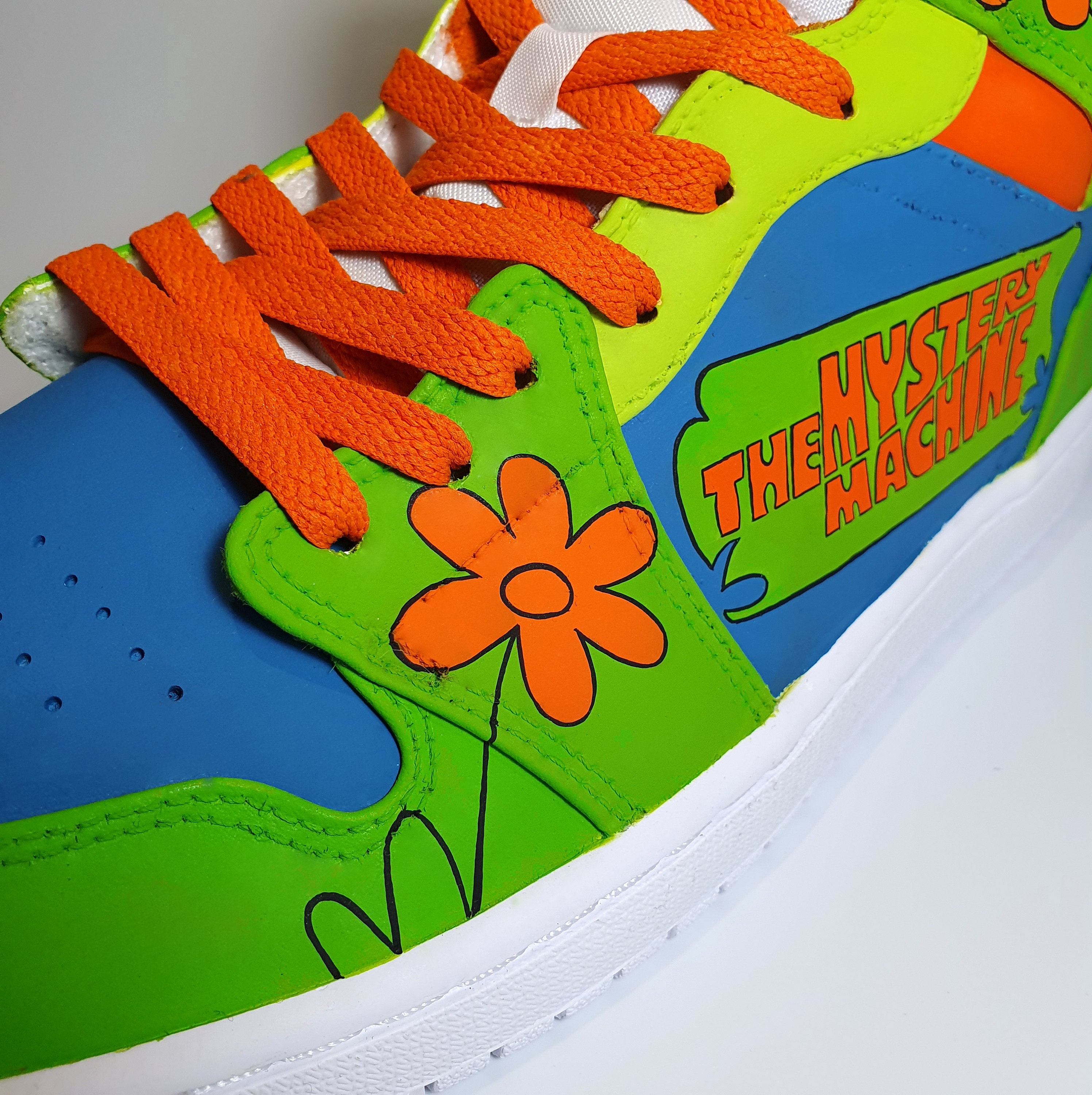 The Mystery Machine Nike Air Jordan 1 Mid Custom Shoes Hand Painted ...