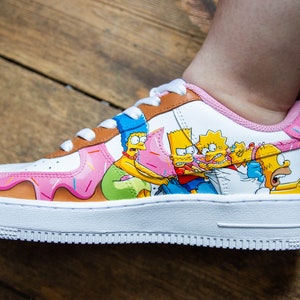 The Simpsons Nike Air Force 1 Mid Custom Shoes Hand Painted Shoes Homer ...