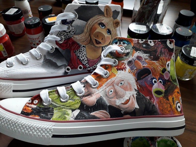 The Muppets Converse Custom Shoes Hand painted shoes Kermit | Etsy