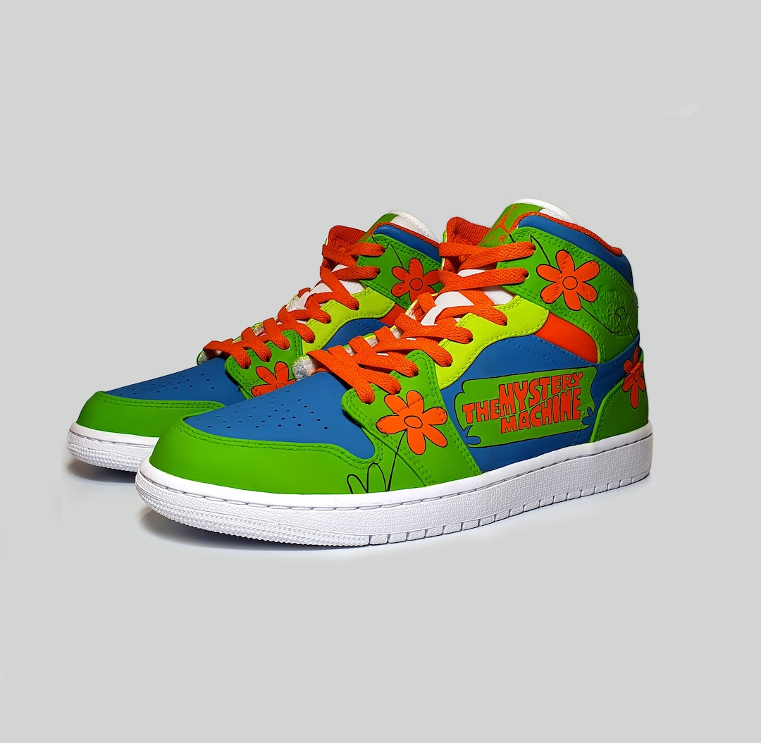 The Mystery Machine Nike Air Jordan 1 Mid Custom Shoes Hand Painted ...