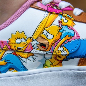 The Simpsons Nike Air Force 1 Mid Custom Shoes Hand Painted Shoes Homer ...