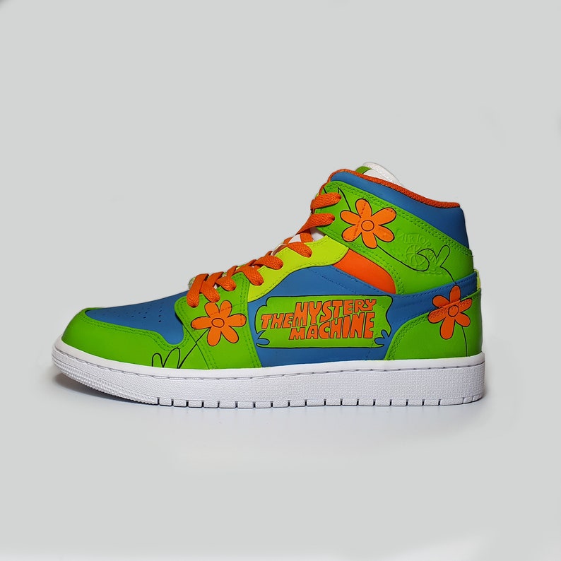 The Mystery Machine Nike Air Jordan 1 Mid Custom Shoes Hand Painted ...