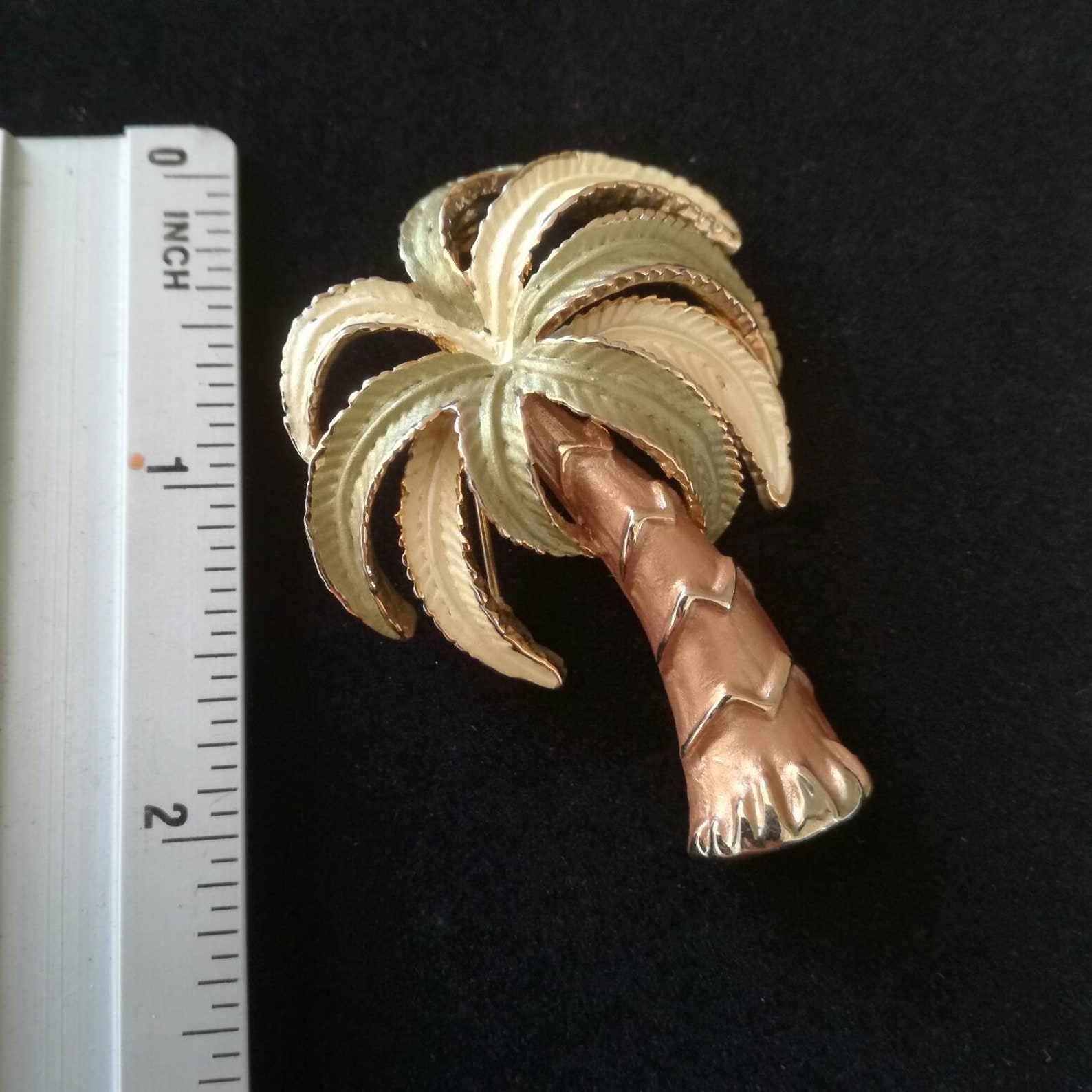 Retro Brooch From 1970's Palm Tree Brooch Worn Enamel - Etsy