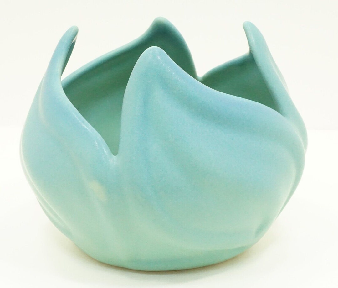 Van Briggle Pottery Lotus Leaf / Tulip Bowl / Planter Turquoise Ming ...