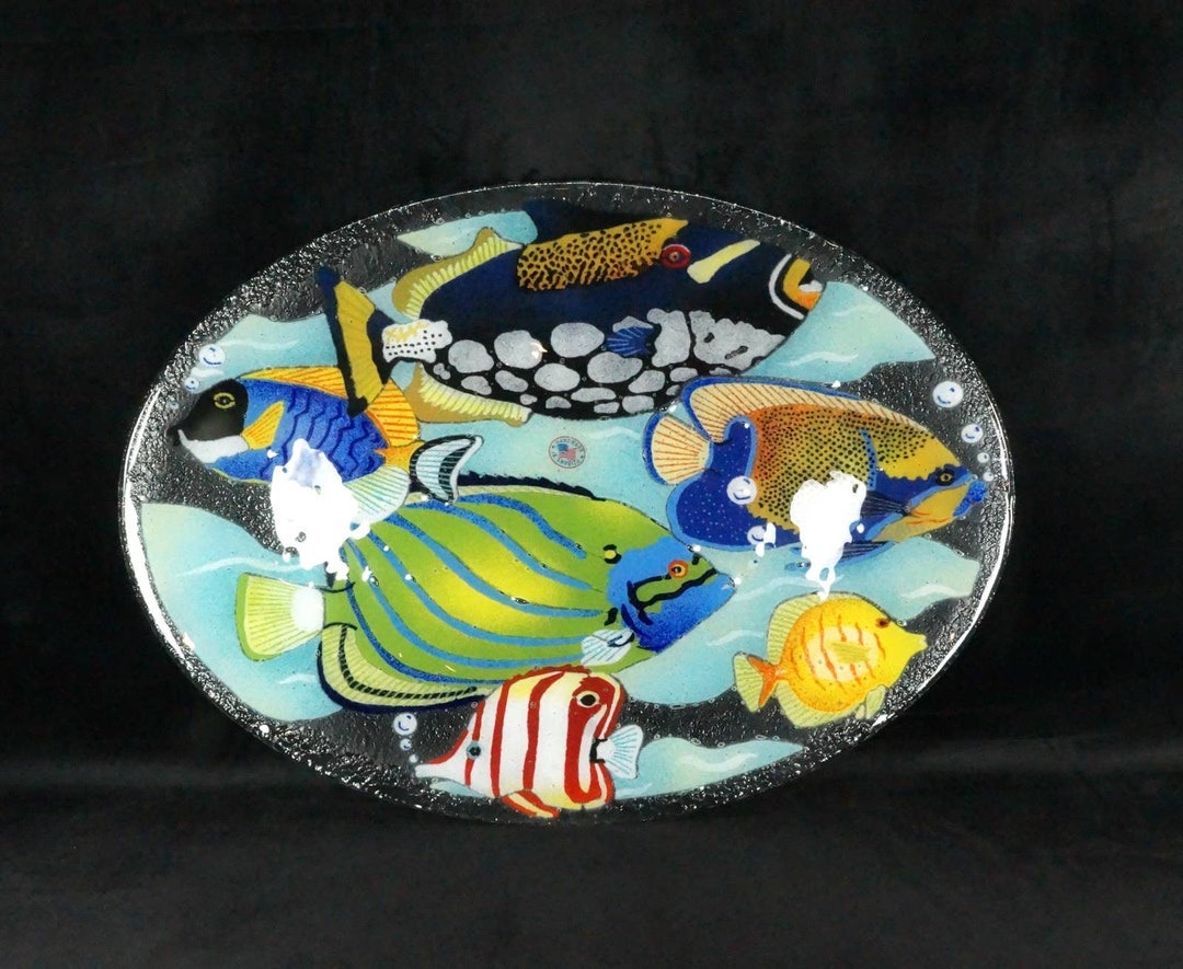 Peggy Karr coral Reef Tropical Fish Oval Platter - Etsy