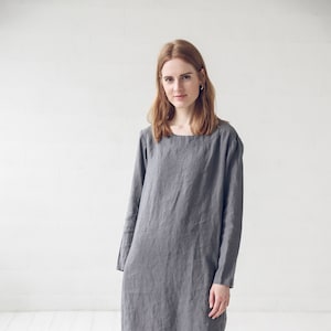 Simply Linen Tunic Dress, Long Sleeves Dress, Oversized Linen Tunic - Etsy