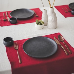 Ruby Red Linen Napkins Set of 4, 6, 8, 10, 12, 14, 16 / Housewarming ...