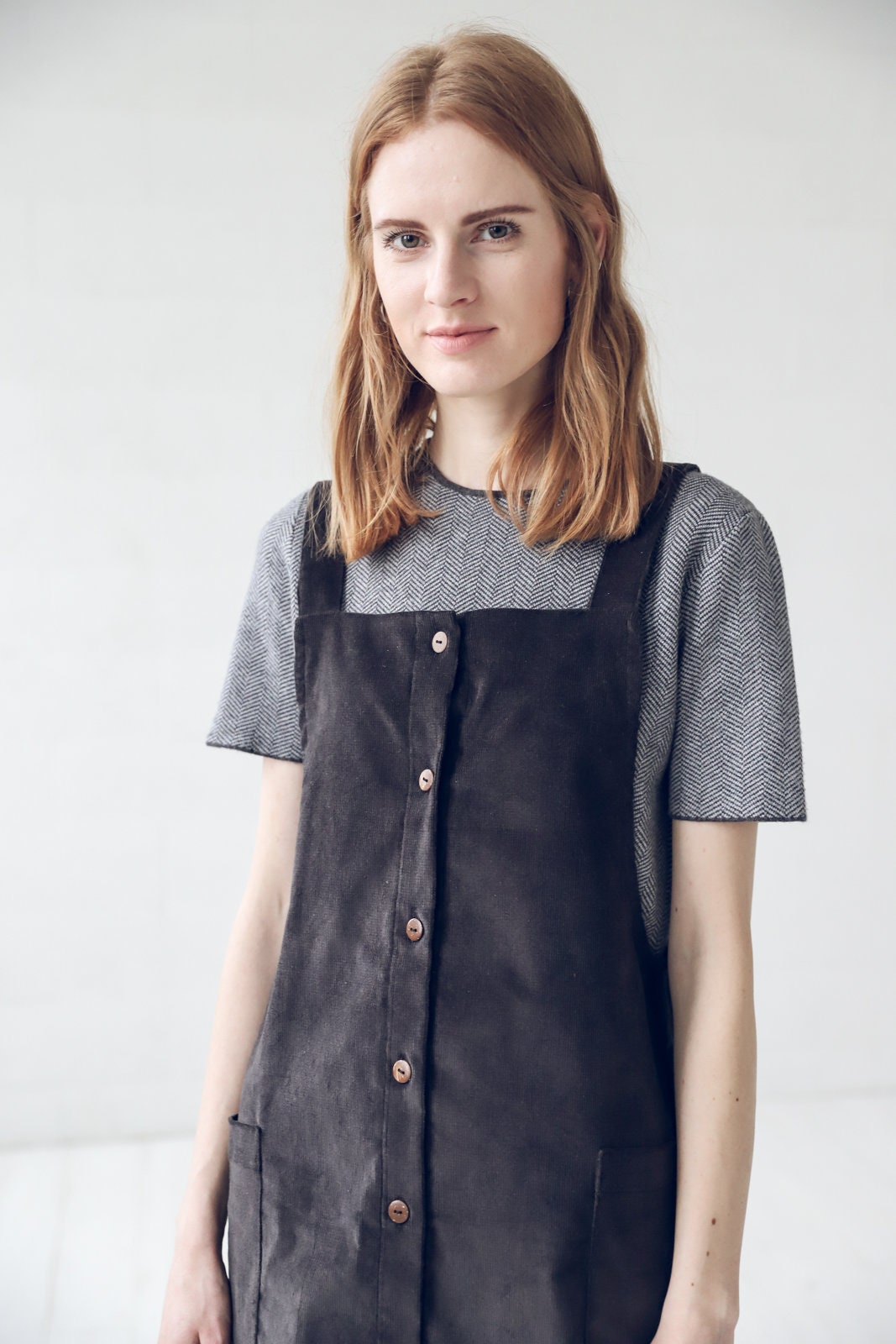 Corduroy Pinafore Dress, Short Cotton Dress - Etsy