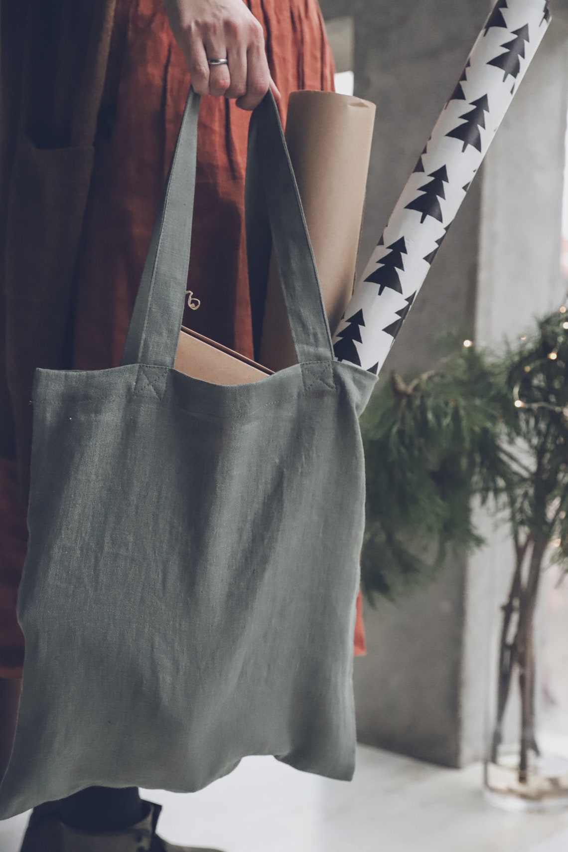 Linen Tote Bag in Various Colors / Handmade Gift Idea / - Etsy