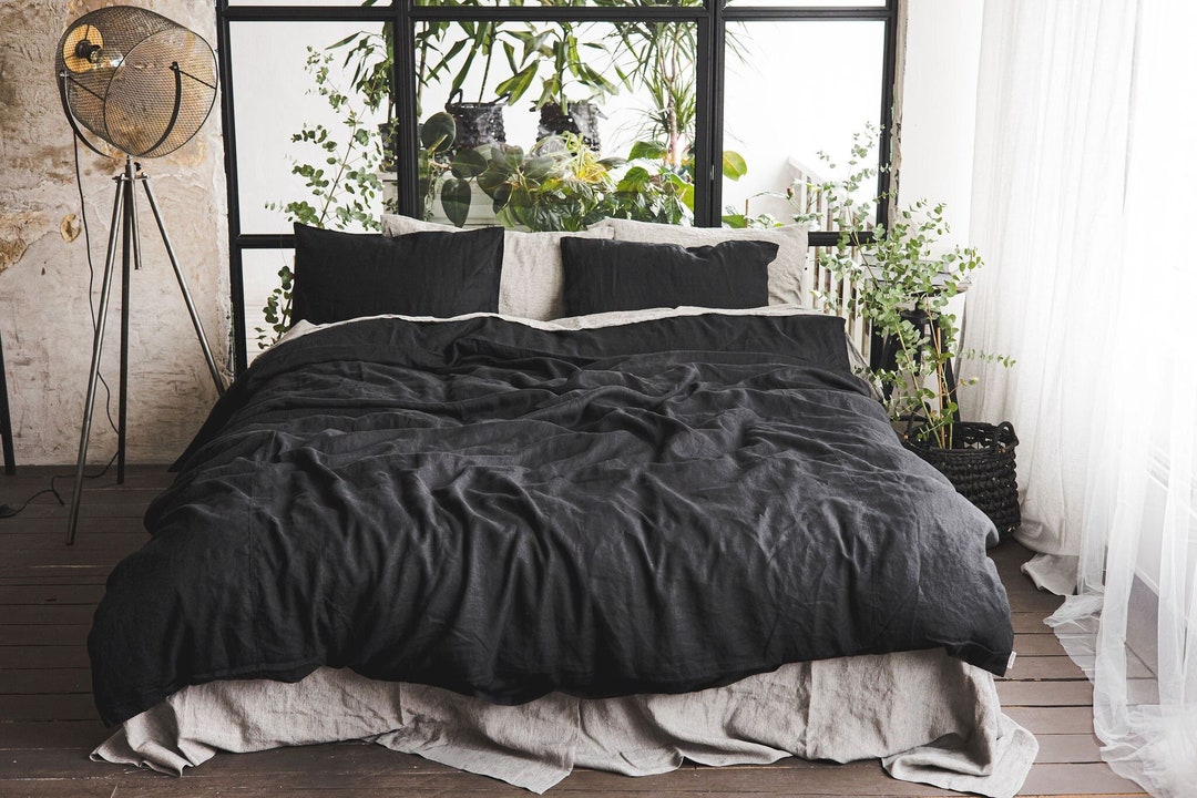 Bed Linen Set, Washed Linen Bedding, Duvet Cover With Pillowcases ...