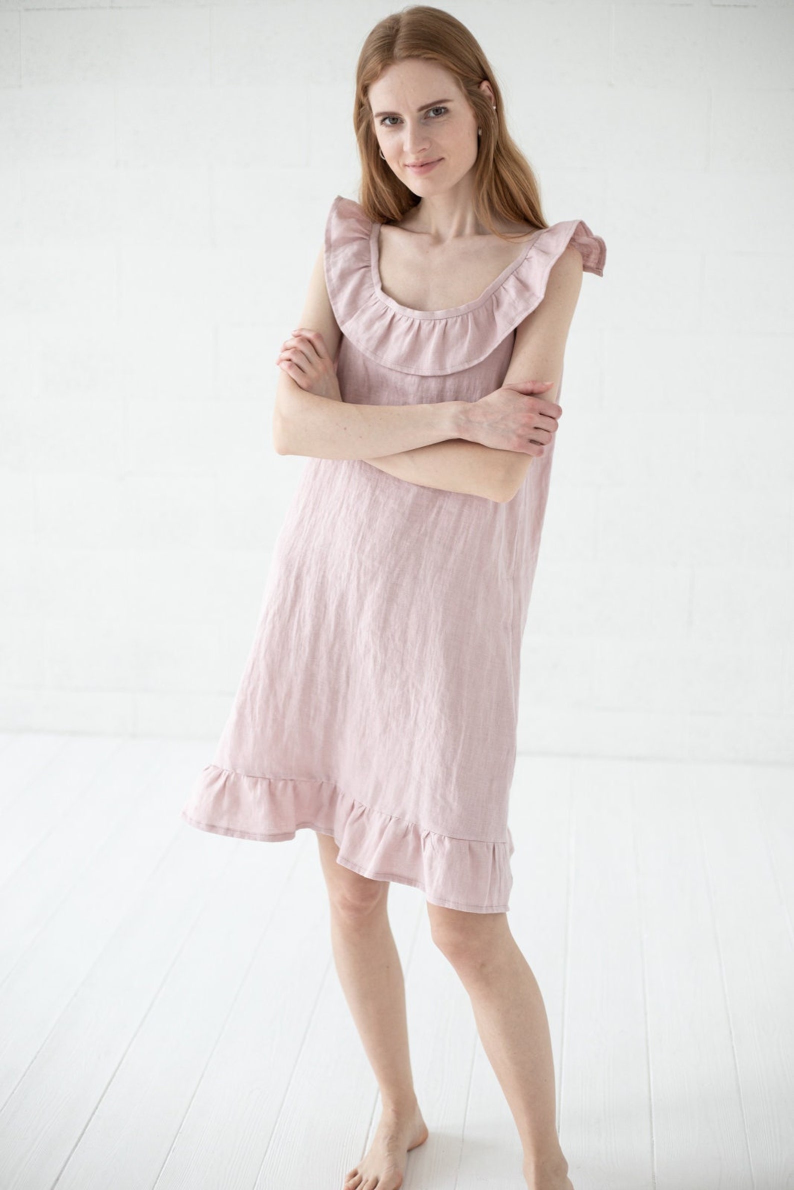 Linen Nightdress for Her, Natural Women Nightwear, Romantic Linen ...