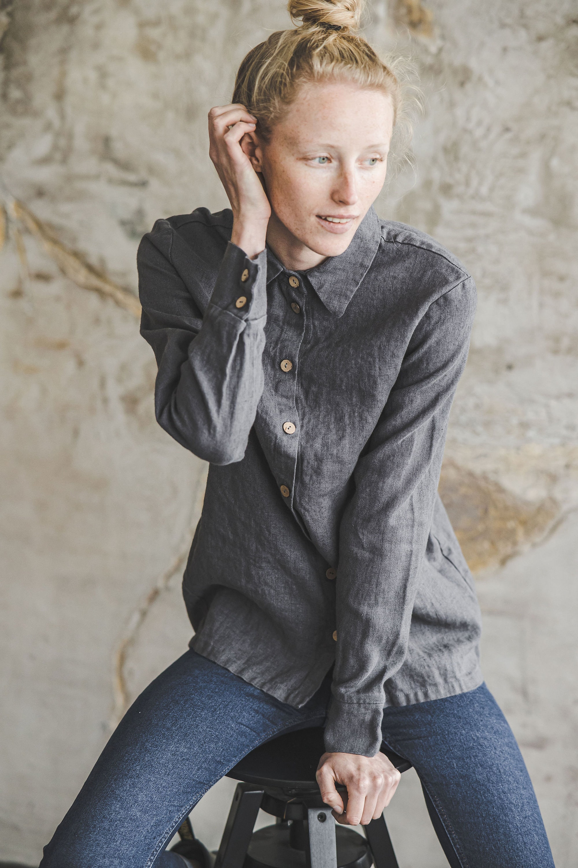 Classic Heavy Linen Shirt / Women Linen Shirt / Heavy Linen | Etsy