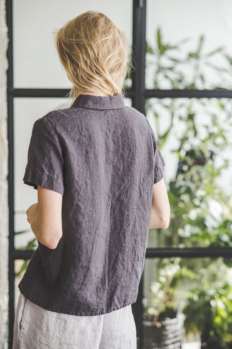 Linen Collar Shirt / Classic Linen Shirt / Summer Women Shirt - Etsy