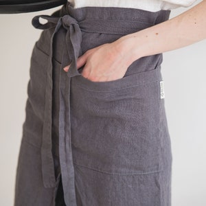 Split Leg Linen Apron / Tea Linen Apron / Long Linen Apron / Linen Cafe ...