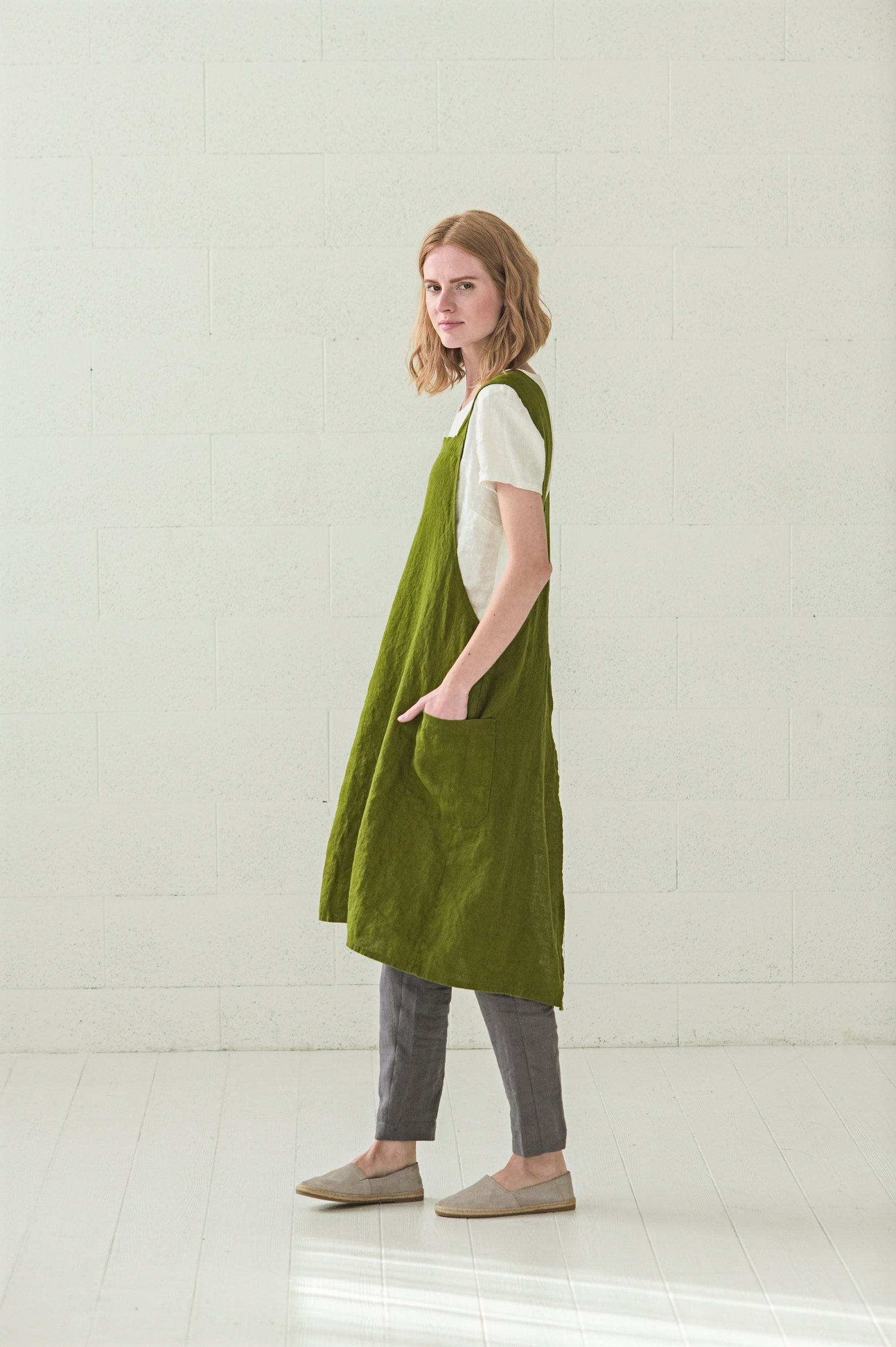 Linen Pinafore Apron Dress: Japanese A-style Crossback Apron - Etsy