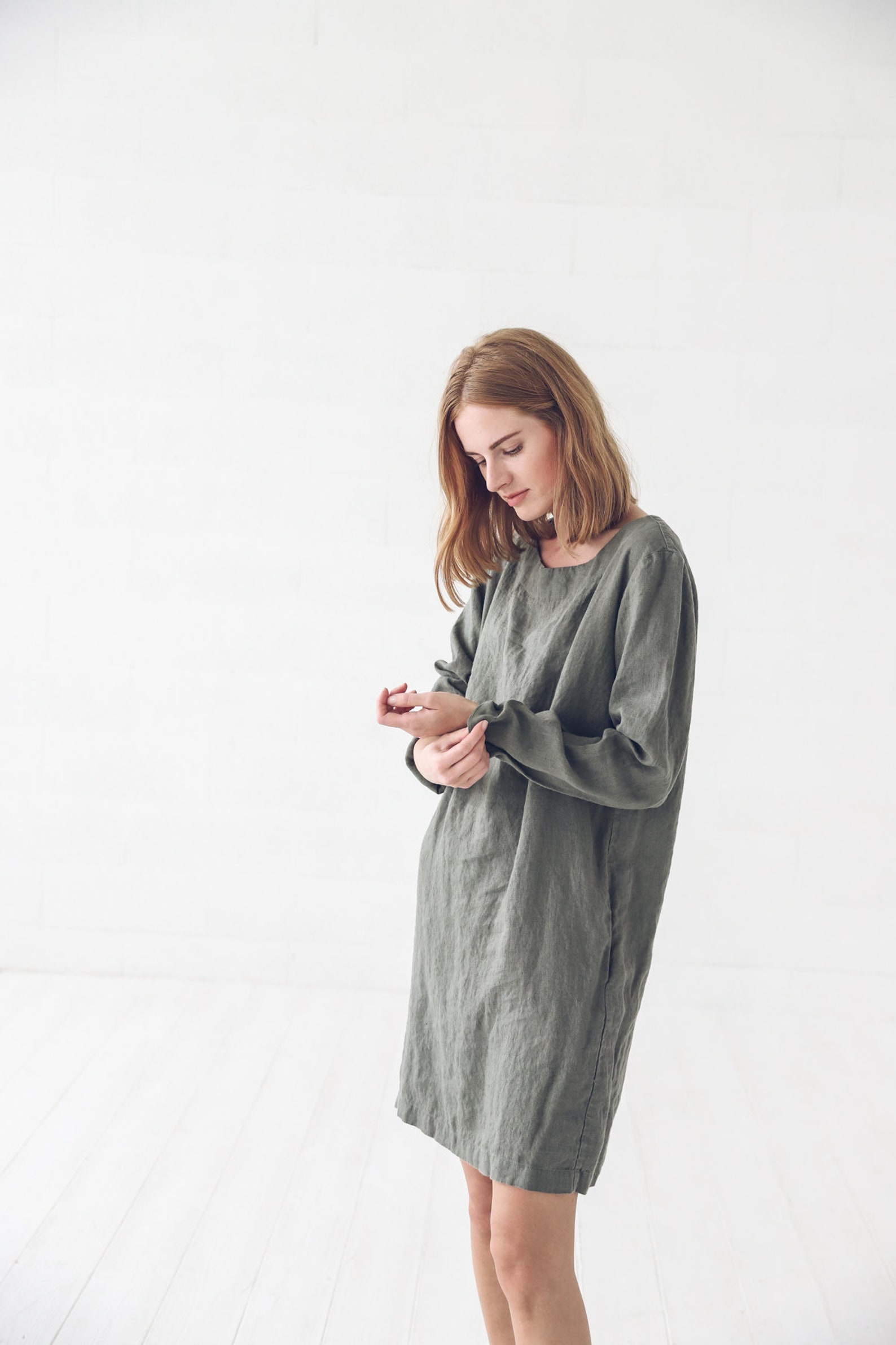 Simply Linen Tunic Dress Long Sleeves Dress Oversized Linen - Etsy