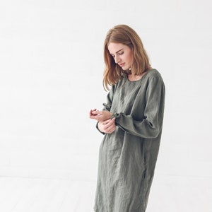 Simply Linen Tunic Dress, Long Sleeves Dress, Oversized Linen Tunic - Etsy