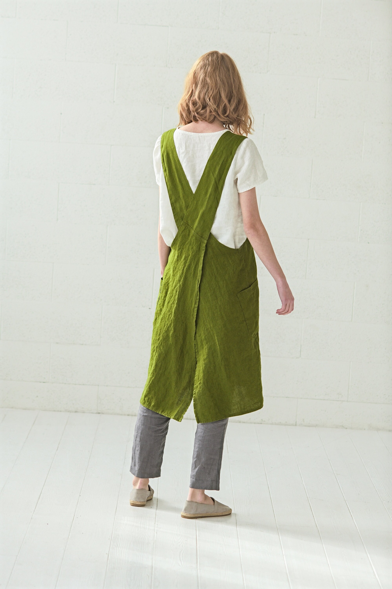 Linen Pinafore Apron Dress: Japanese A-style Crossback Apron - Etsy