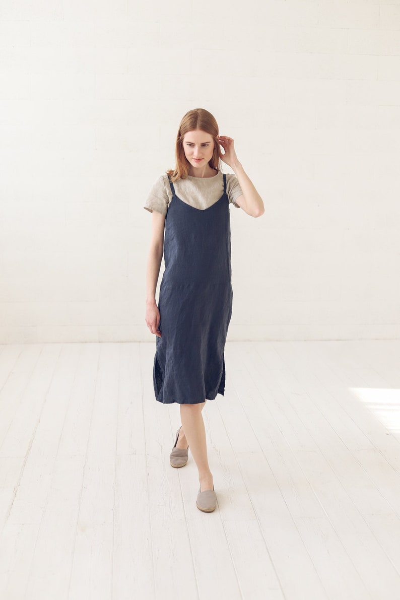 Soft Washed Linen Slip Dress: Midi Spaghetti Strap Dress - Etsy