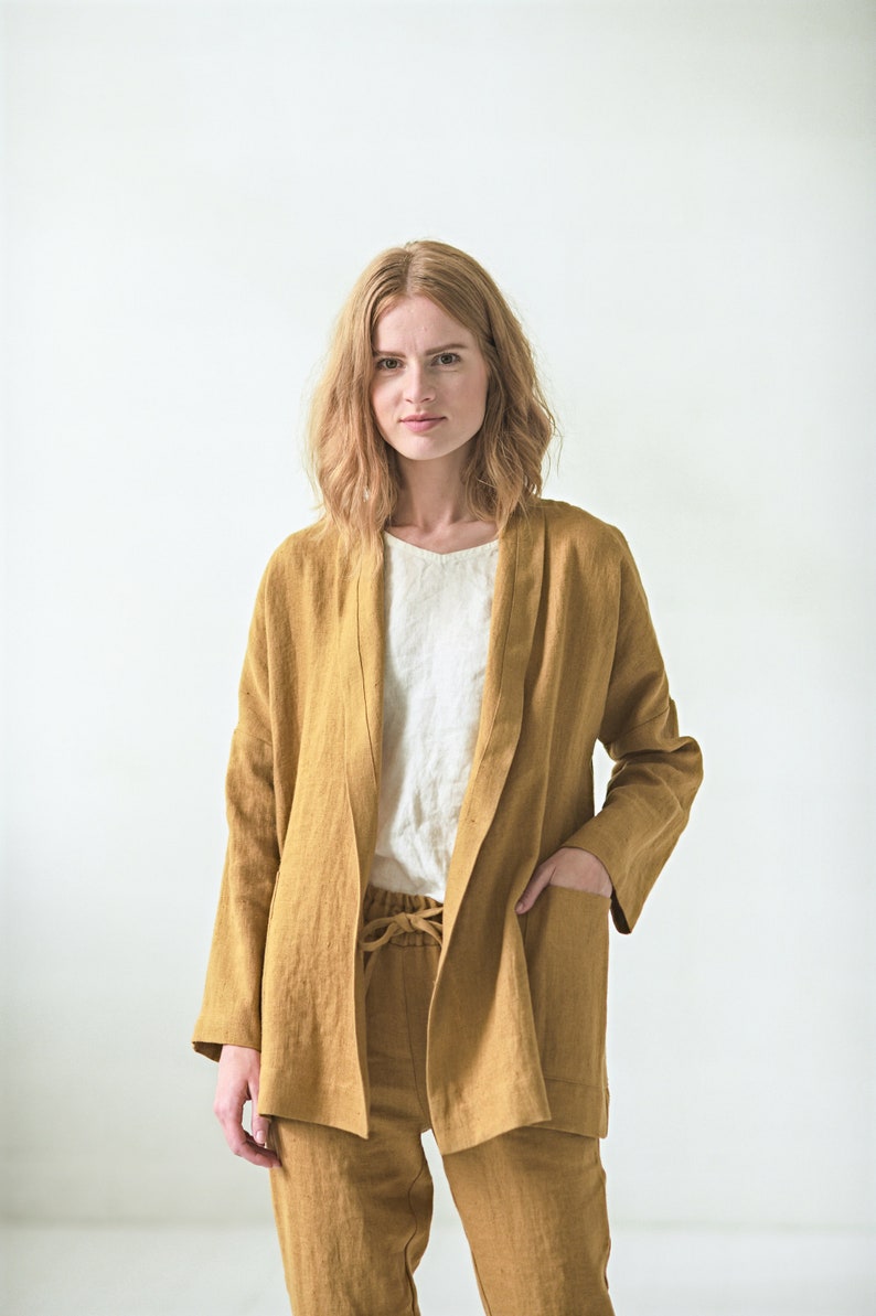 Linen Coat Heavy Flax Heavy Linen Cardigan Jacket for Women - Etsy