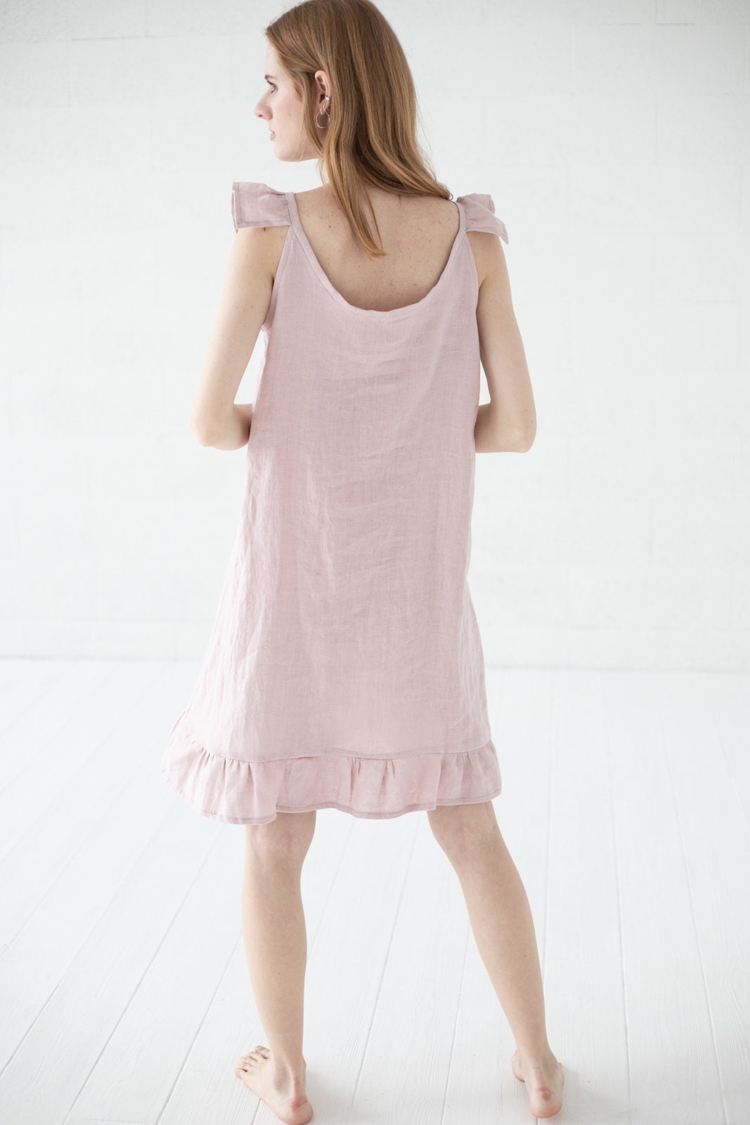 Linen Nightdress for Her, Natural Women Nightwear, Romantic Linen ...