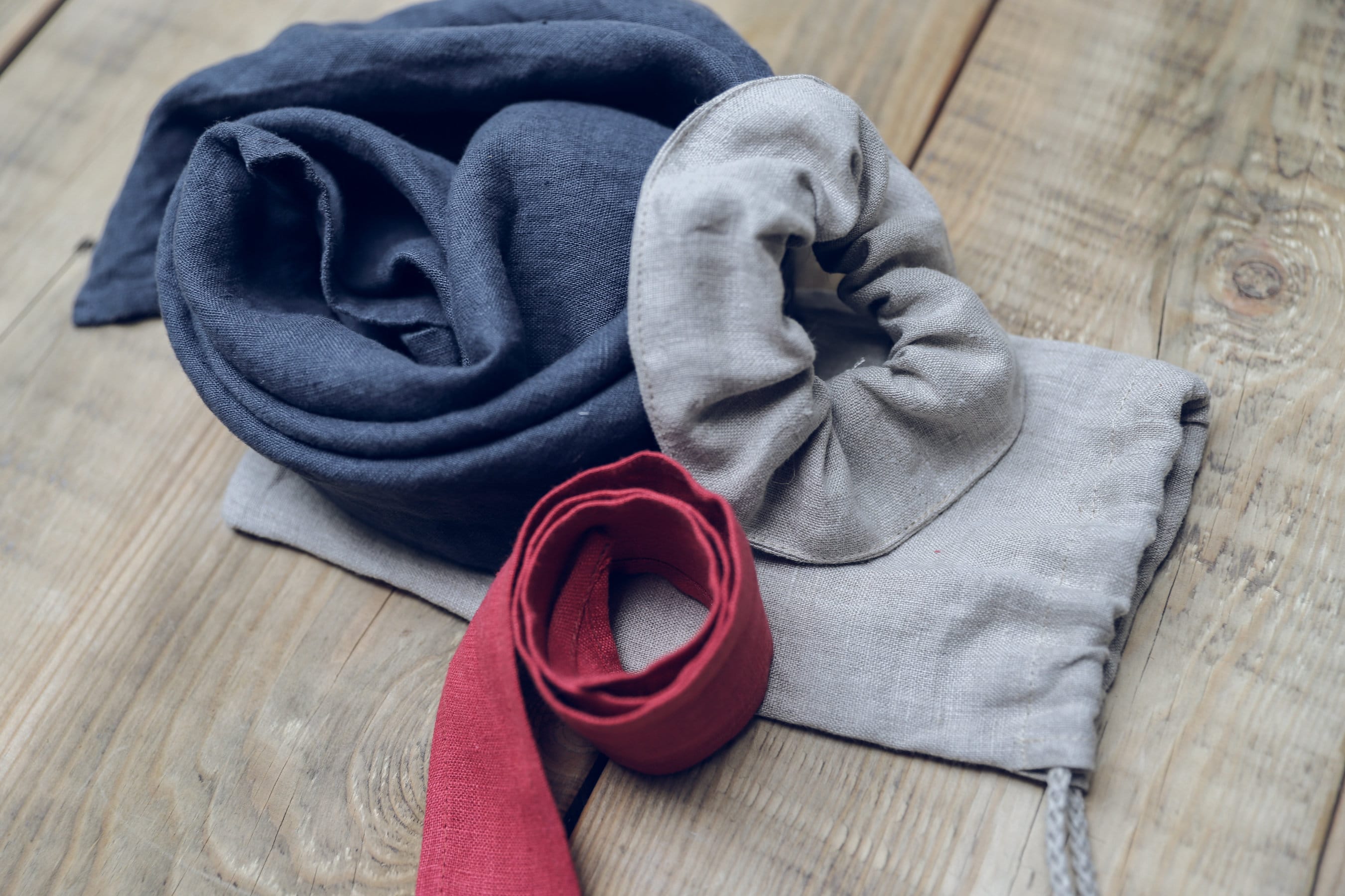 Gift Set of 3 Linen Women Accessories in Linen Bag Hair - Etsy