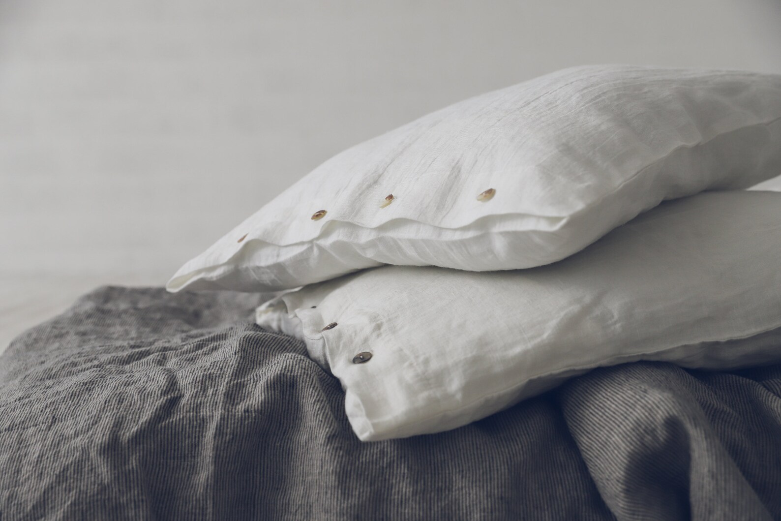 Linen Pillowcases With Buttons Closure, Set of 2 Linen Pillow Covers - Etsy