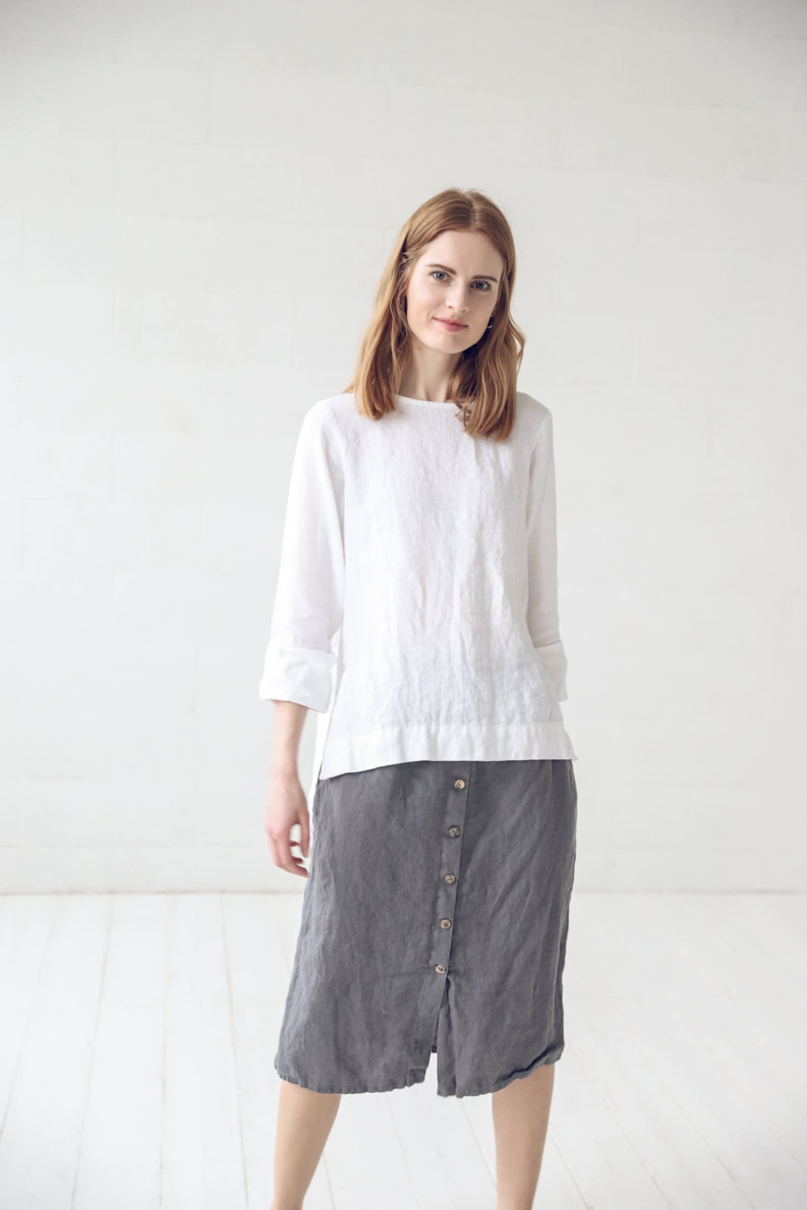 Classic White Linen Blouse, Elegant Linen Top, Linen Top for Women - Etsy