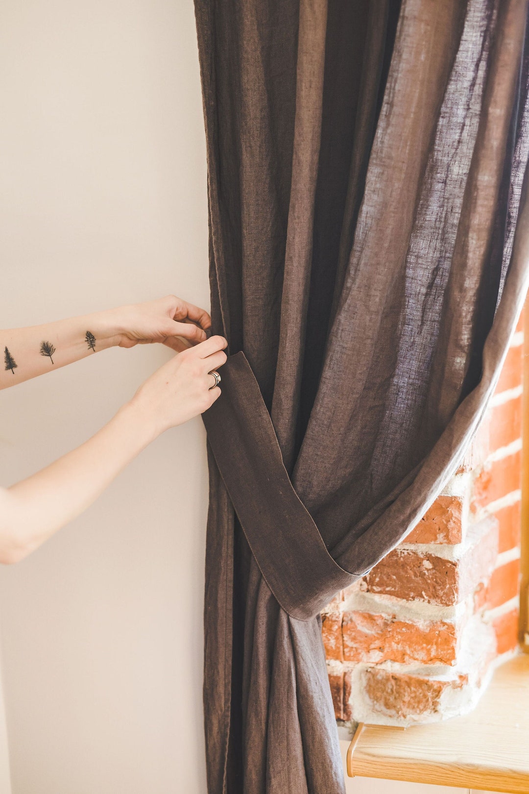 Linen Curtain Tie Back, Linen Window Treatments, Curtain Linen Holder ...